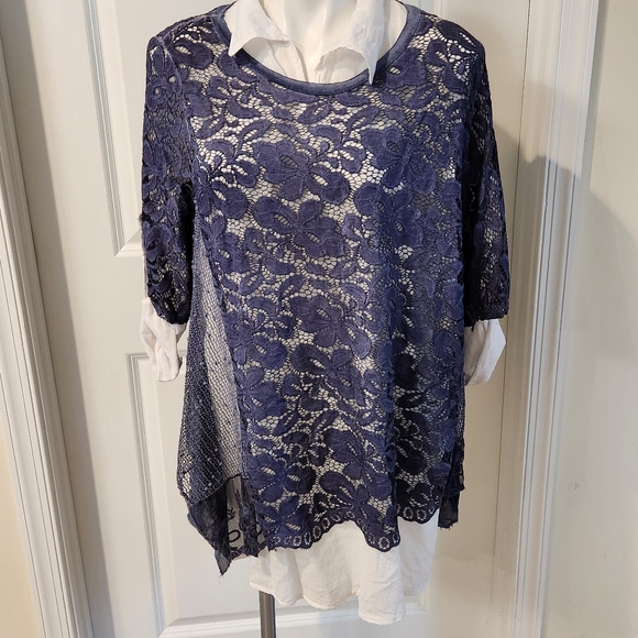 M Made In Italy | Tops | Made In Italy Large Layered Tunic Top Cotton ...